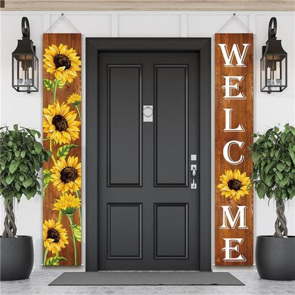 Wall Decor | Sunflower Hanging Banners Spring Welcome Porch Banners For ...